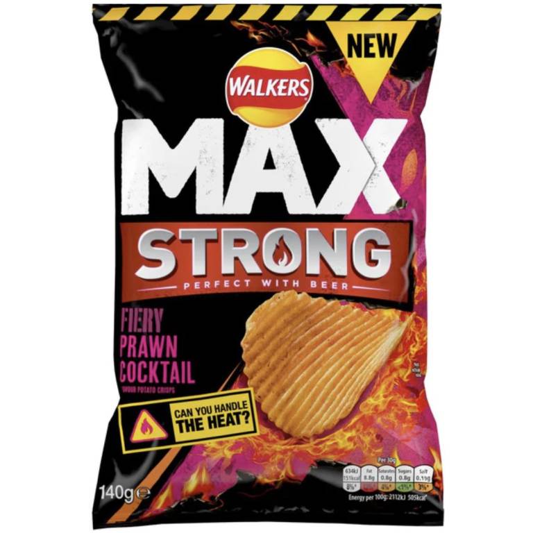 Walkers Max Strong Fiery Prawn Cocktail Sharing Crisps – Brits R U.S.
